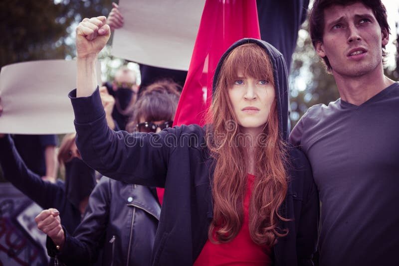 Demonstration on the Street Stock Image - Image of young, flag: 71133885
