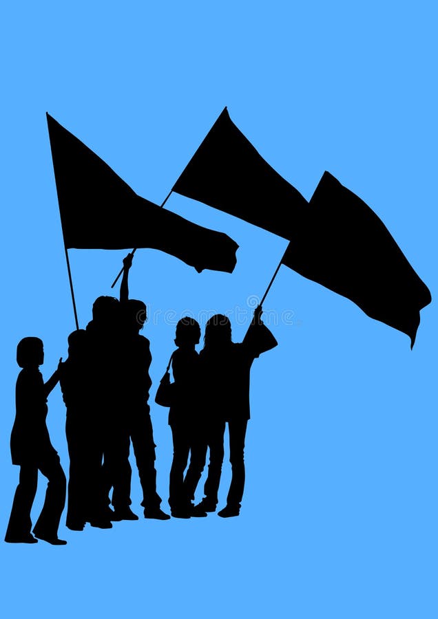 Demonstrator with flags stock vector. Illustration of outline - 12791730