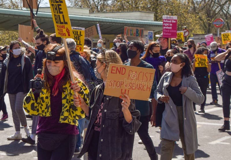 End Racist Stop and Search Sign at Kill the Bill Protest, London, UK ...