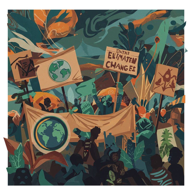 Demonstrators are Depicted with Banners and Signs, Featuring Images of ...