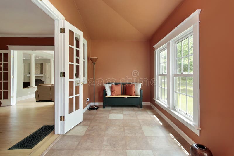 Den in luxury home stock photo. Image of leather, interior - 12655184