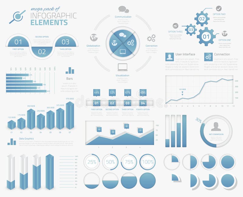 Samling Av Färgrika Diagram, Diagram, Grafer, Täppor Av Olika Typer ...