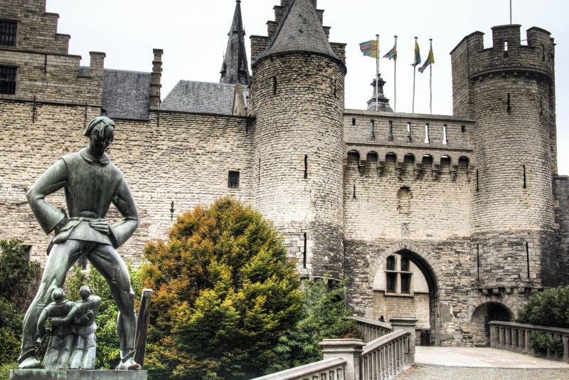 Den Steen Slotten I Antwerp Fotografering för Bildbyråer - Bild av ...