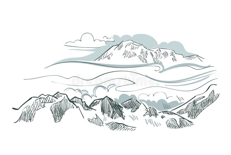 Denali National Park Vector Sketch Illustration Usa Nature Stock ...