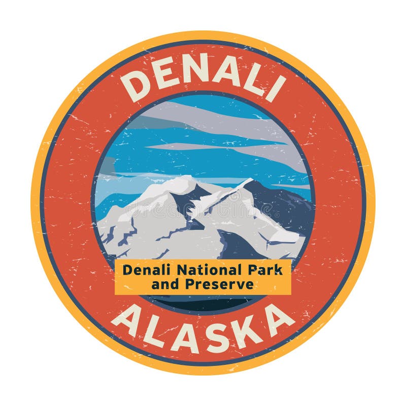 Denali Peak at Denali National Park in Alaska Stock Vector ...