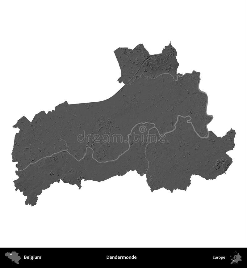 Dendermonde, Belgium, Isolated on White. Grayscale Stock Illustration ...