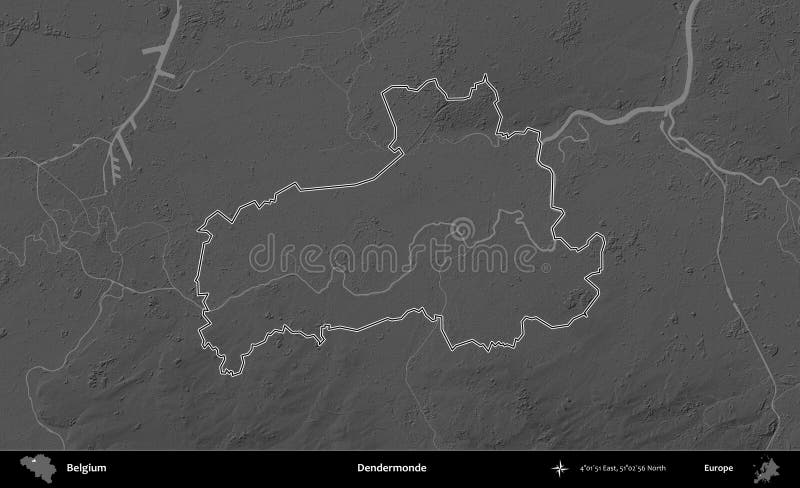 Dendermonde Outlined, Belgium. Grayscale Stock Illustration ...