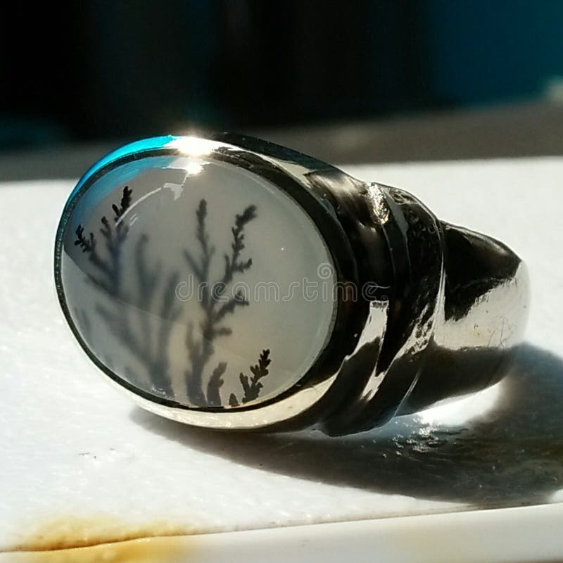 Dendritic Agate Stone stock image. Image of iron, hand - 259929809