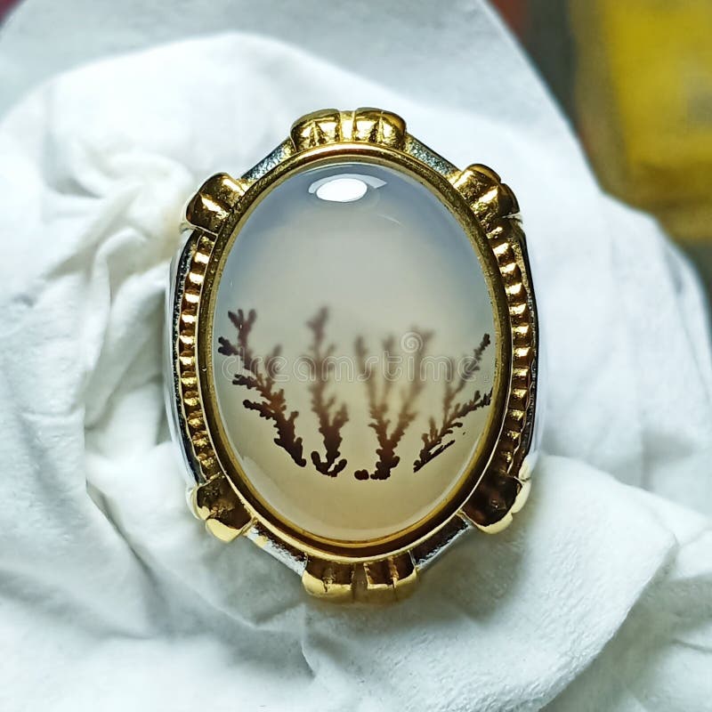 Dendritic Agate Stone stock image. Image of metal, locket - 259929951