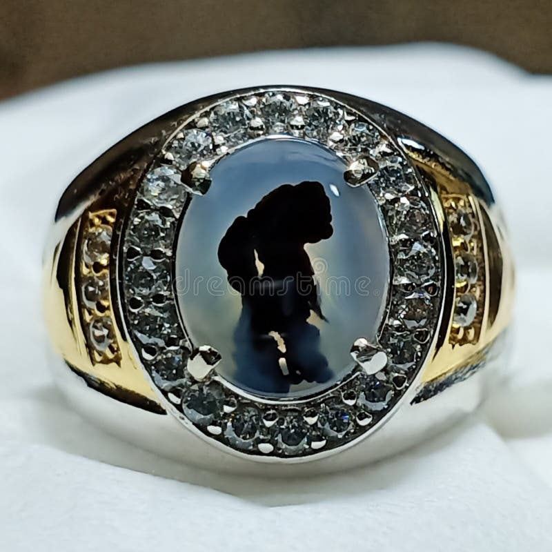 Dendritic Agate Stone - Siluet Semar Stock Image - Image of lighting ...