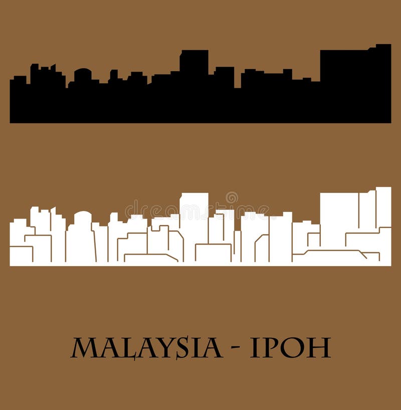 Ipoh, Malaysia City Silhouette Stock Vector - Illustration of outline ...