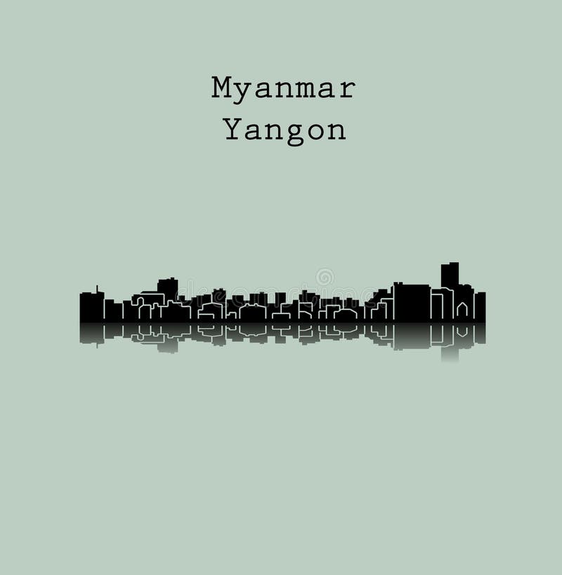 Yangon, ( Rangoon ), Myanmar, City Silhouette Stock Vector ...