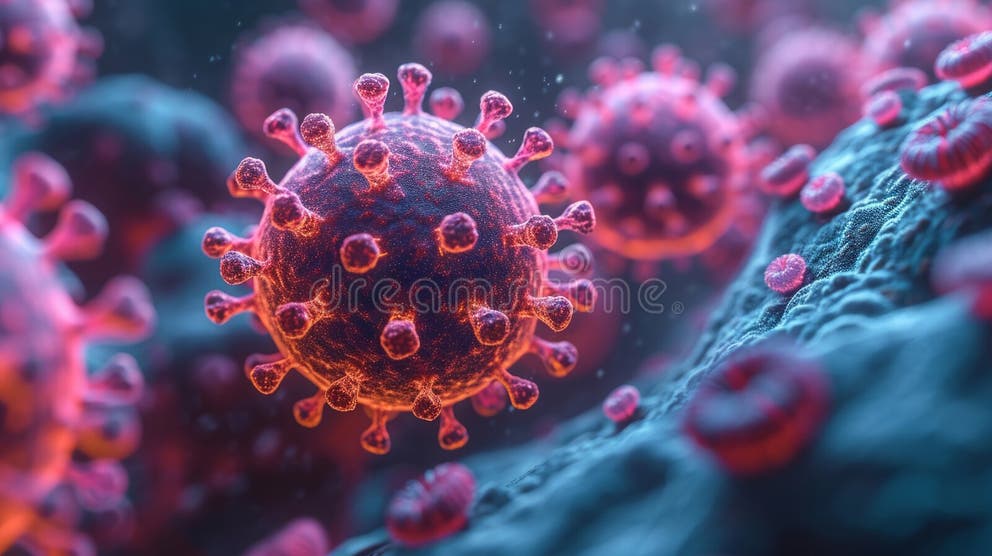 Dengue Virus Under a Microscope AI Generated Stock Illustration ...