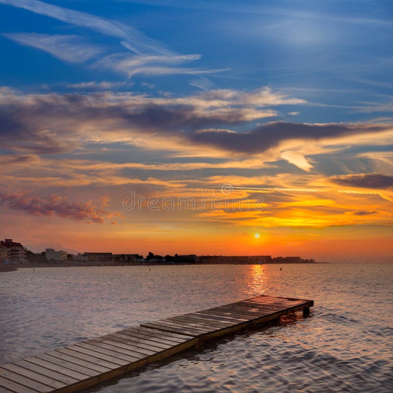 Denia Beach Sunset Mediterranean Alicante Spain Stock Photo - Image of ...
