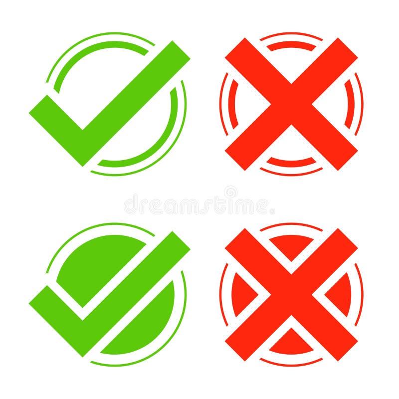 Denied and Approved Checkmark Sign in Collection Stock Vector ...