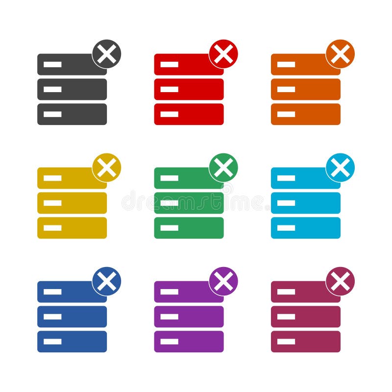 Denied data color icon set stock vector. Illustration of deny - 225979063