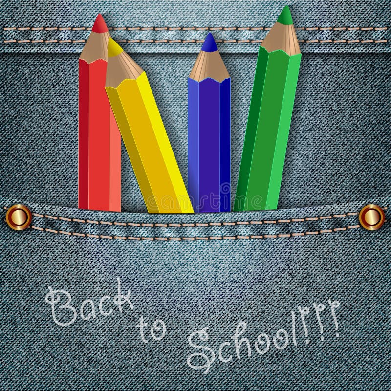 Denim avec des crayons illustration de vecteur. Illustration du ...
