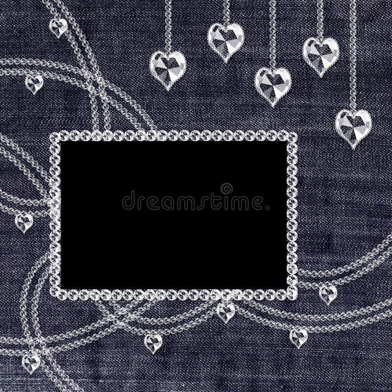 Denim Background with Crystal Pendants Stock Illustration ...