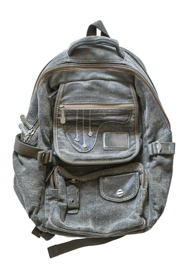Denim backpack isolated stock photo. Image of details - 298233402