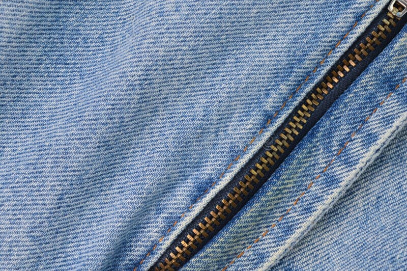 Denim Blue Jeans Texture Background with Closed Zipper Stock Image ...