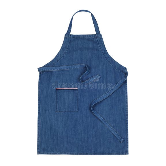 Denim Blue Kitchen Apron Isolated on White Stock Image - Image of ...