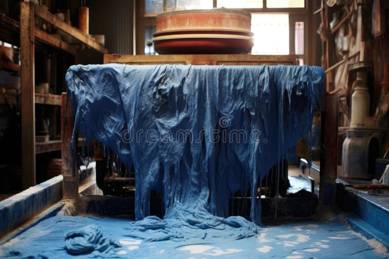 Denim Fabric Being Washed and Distressed Stock Illustration ...