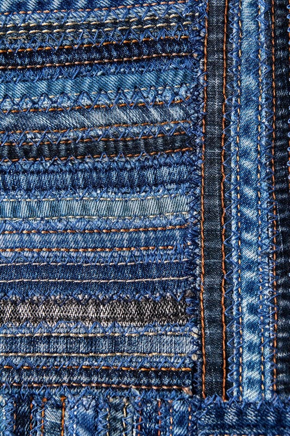 Denim Fabric Pattern in Patchwork Style Stock Image - Image of fabric ...