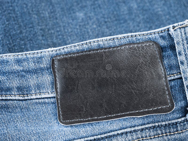 Denim Fabric Showing Detailed Texture and Blank Label Area Stock Photo ...