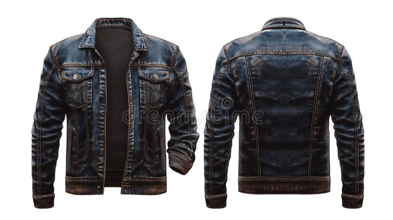Denim Jacket - Front and Back View - Isolated on White Stock Image ...