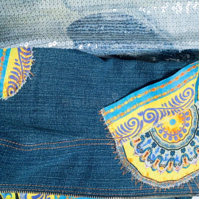 Denim jacket handmade stock photo. Image of closeup - 123459890