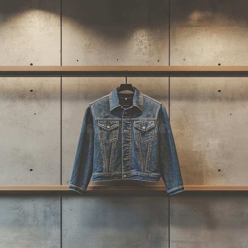 Denim Jacket Hanging on the Wall in the Store Stock Illustration ...