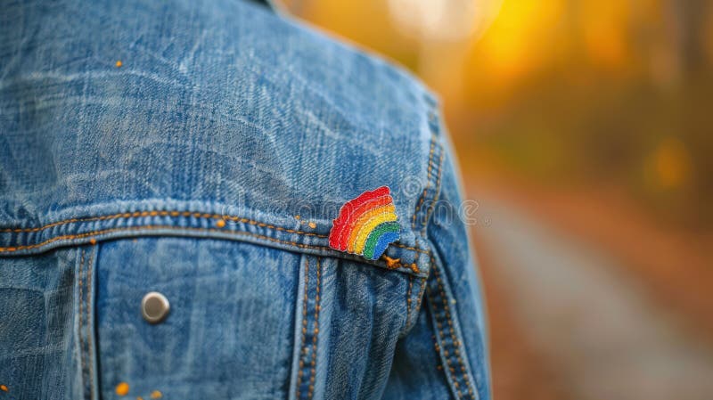 The Denim Jacket with Rainbow Patch.AI Generated Image Stock Image ...