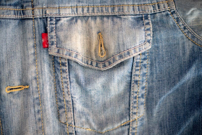 Close Up Shot of Denim Jackets Pocket Stock Image - Image of classic ...