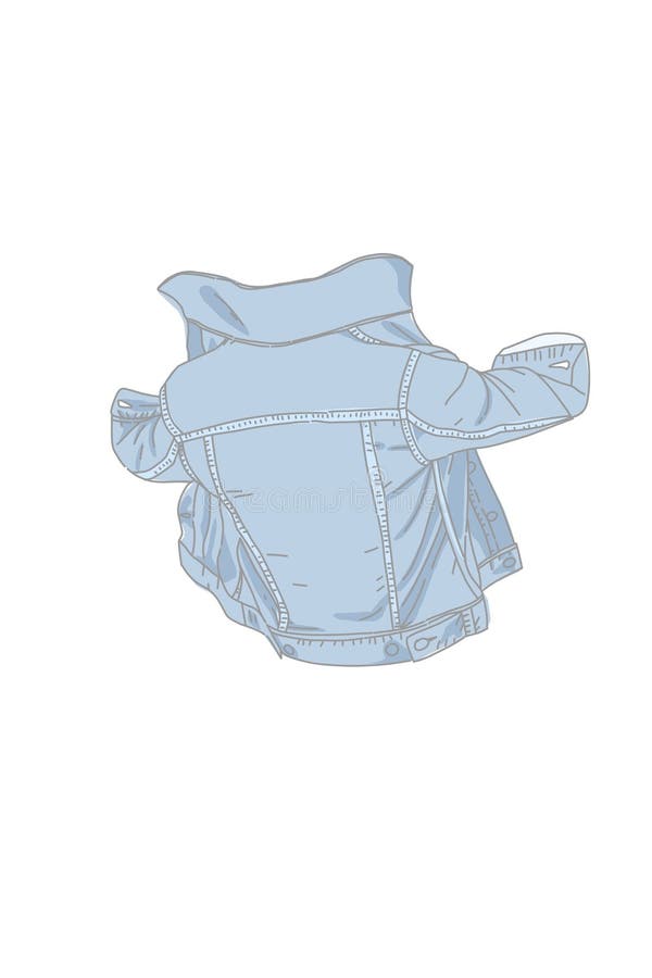 Denim Jeans Jacket in Blue Back View of the Back Issolated on White ...