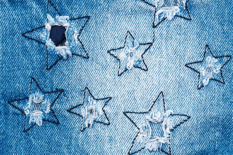Denim jeans with stars stock photo. Image of cotton - 157587248