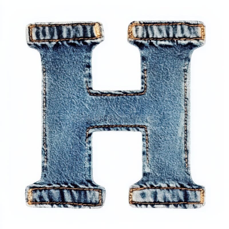 A Denim Letter "H" with a Textured Appearance, Designed for Decorative ...