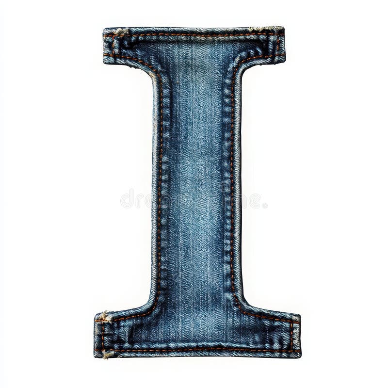 A Denim Letter "I" Shaped Patch, Showcasing a Textured Fabric Design ...