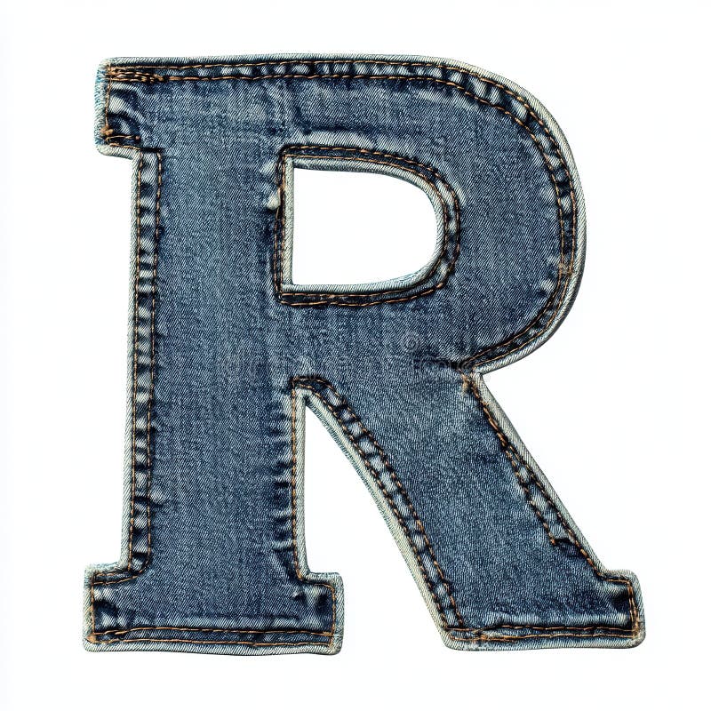 A Denim Letter "R" Showcasing a Stitched Design, Suitable for Crafts or ...