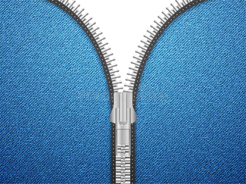 Denim open zipper stock vector. Illustration of attached - 51717609