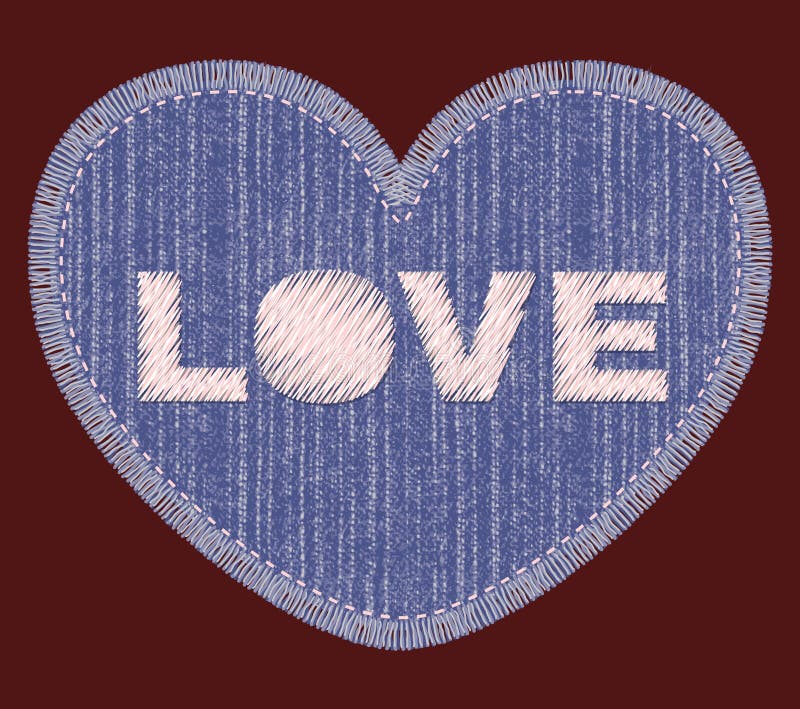 Denim Patch with Love Embroidery Stock Vector - Illustration of fashion ...