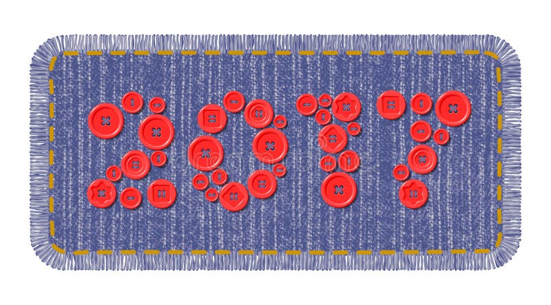 Denim Patch with Red Sewing Buttons Stock Vector - Illustration of ...