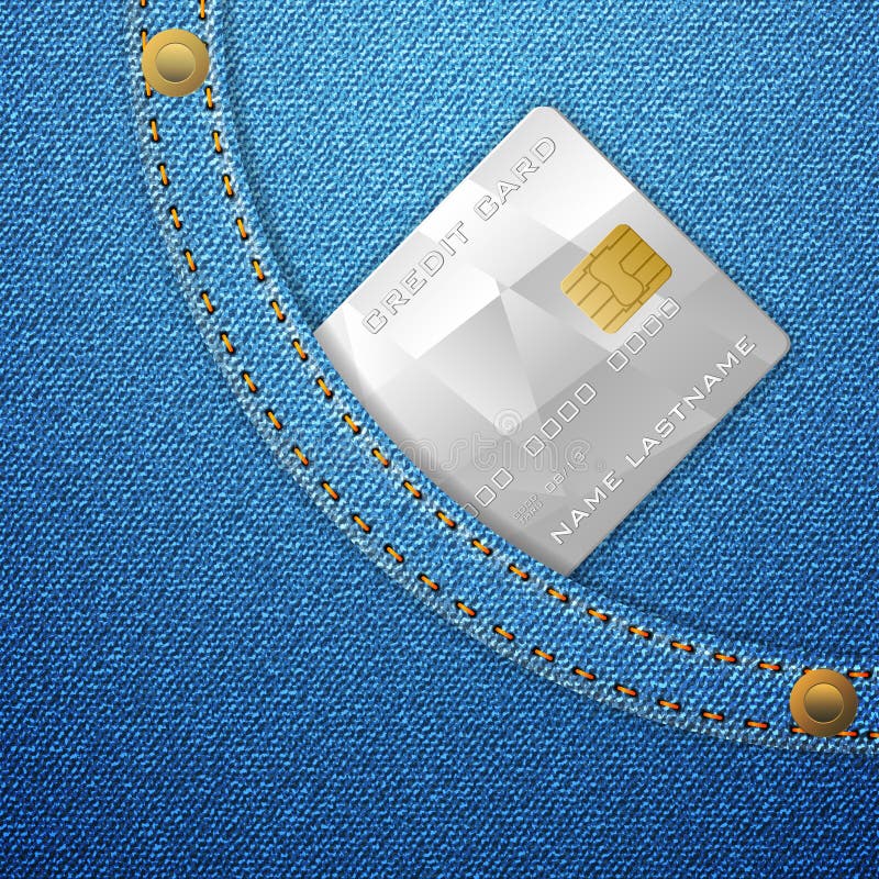 Denim Pocket and Credit Card Stock Vector - Illustration of cloth ...