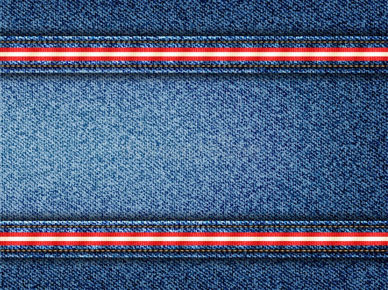 Denim with Red and White Striped Seams Stock Illustration ...