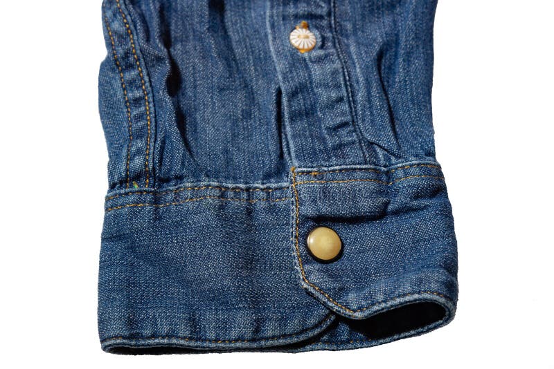 Denim shirt sleeve cuff stock photo. Image of jeans - 331535662