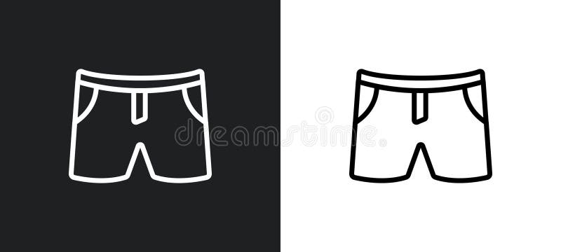 Denim Shorts Outline Icon in White and Black Colors. Denim Shorts Flat ...