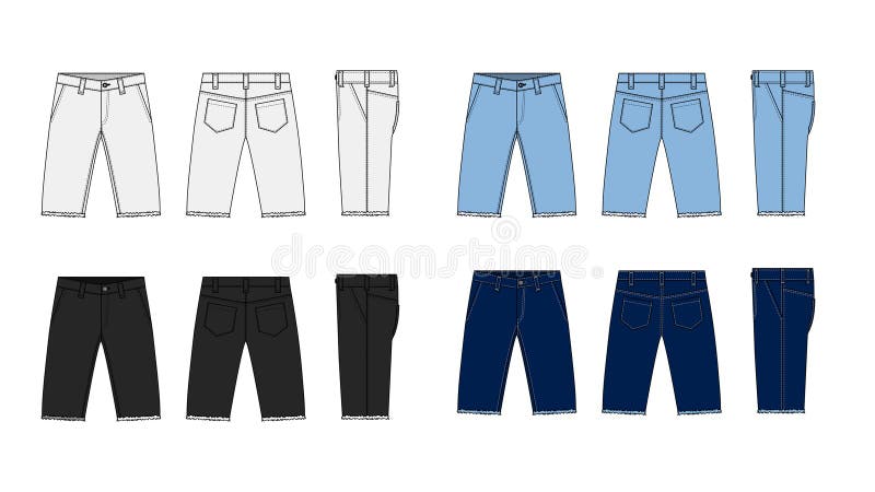 Denim Shorts ( Short Pants ) Template Illustration Set Stock Vector ...