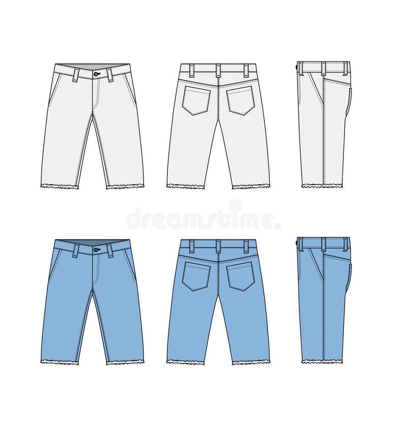 Denim Shorts ( Short Pants ) Template Illustration Set Stock Vector ...