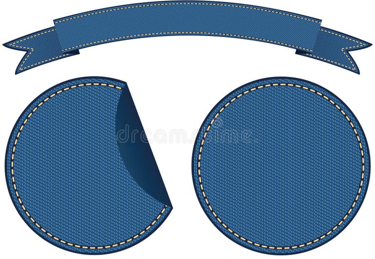 Denim stickers stock vector. Illustration of sewn, cotton - 55766398