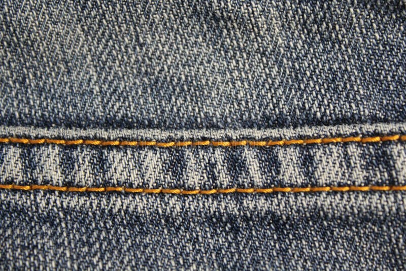 Denim Texture with Doubke Stitching Yellow. Stock Image - Image of ...