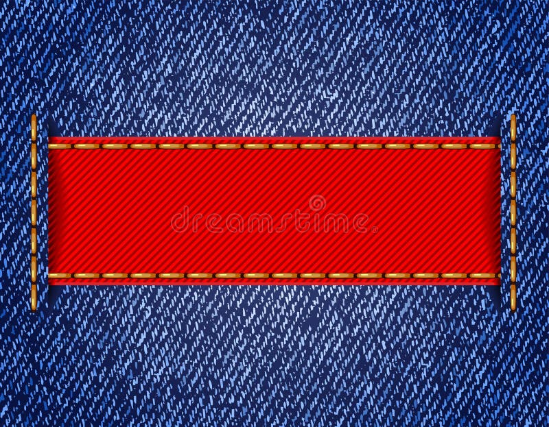 Denim Texture with Label Ribbon. Vector Stock Vector - Illustration of ...